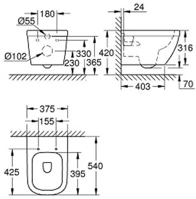 Grohe Euro Ceramic WC závěsné 37,5 x 31,6 cm, bílá 39538000