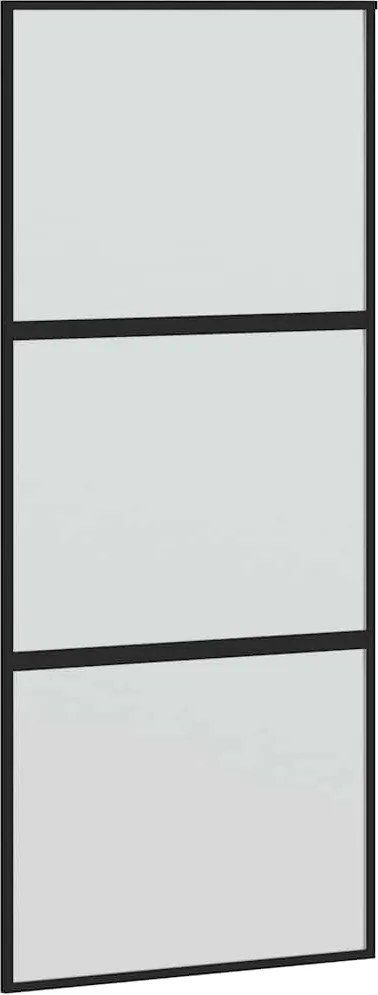 Posuvné dveře černé 90 x 205 cm tvrzené sklo a hliník 155199