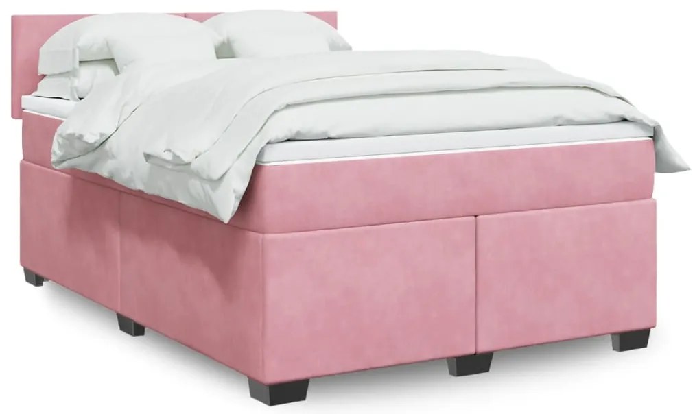 Box spring postel s matrací růžová 160x200 cm samet 3288653