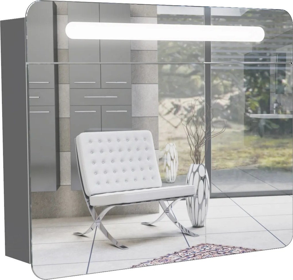 Intedoor PIR ZS 120 LED zrcadlová skříňka s integrovaným LED osvětlením Barva: 99 - Dub Thermo černohnědý