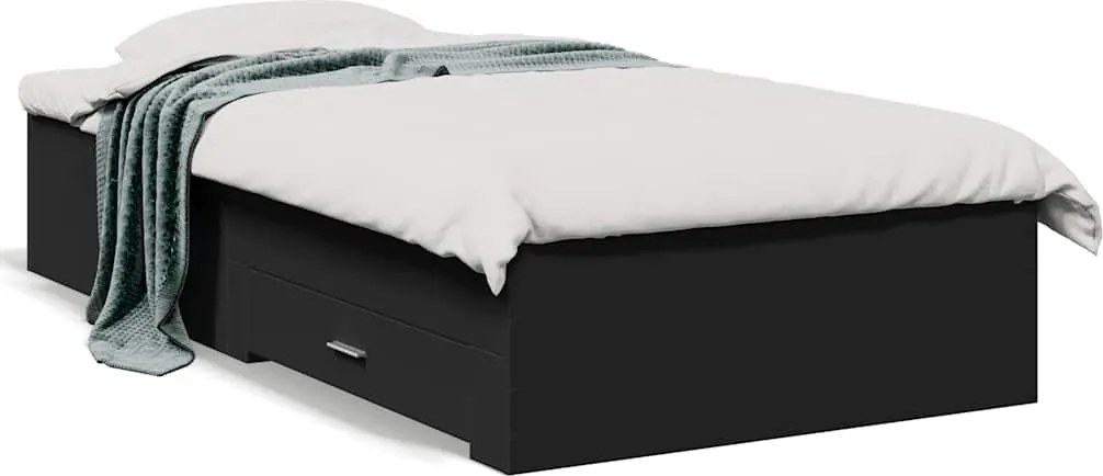 Rám postele se zásuvkami černý 75 x 190 cm kompozitní dřevo 3280441