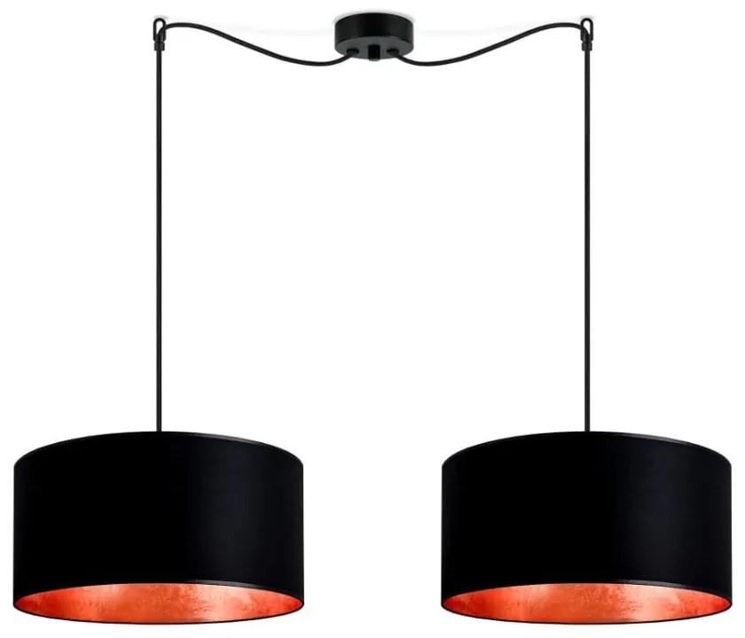 Černé dvojité stropní svítidlo s vnitřkem v měděné barvě Sotto Luce Mika
