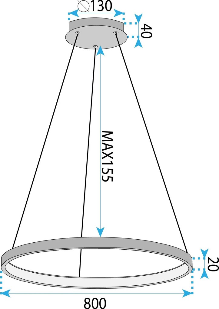 Toolight Závěsné LED osvětlení Modern Circle D99 LHJ012-CP 80cm černé