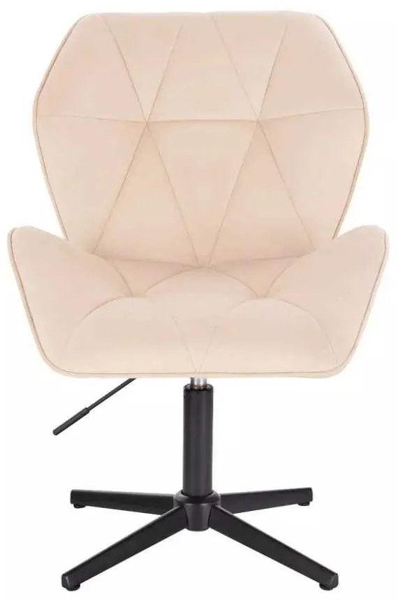 LuxuryForm DESIGN Otočná židle MILANO MAX VELUR na černém kříži - krémová