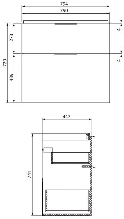 Cersanit City, umyvadlová skříňka 80x45x72 cm, bílá lesklá, S584-018-DSM