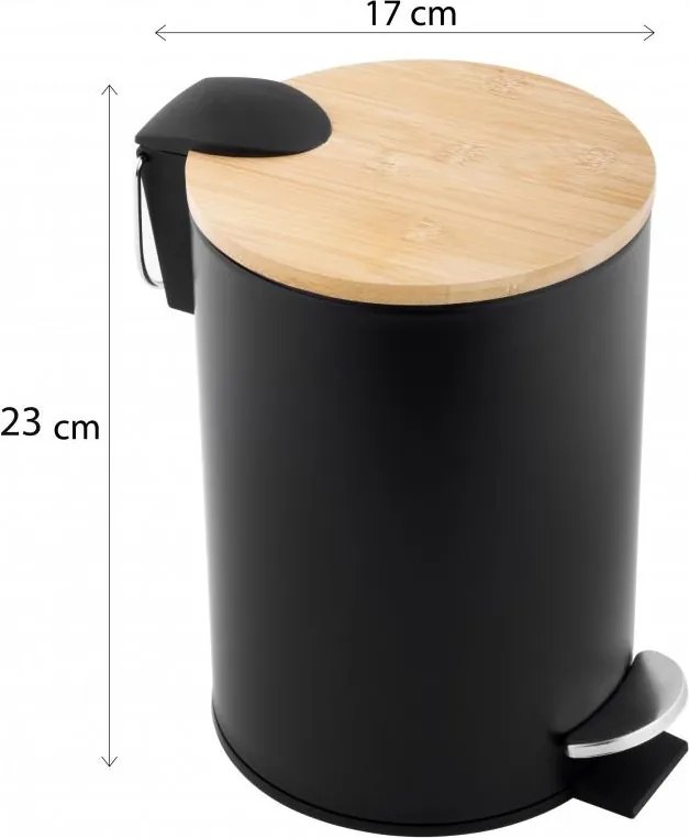 Erga Kosz na śmíci do łazienki 3l czarny mat bambus segregacja SOFT CLOSE - Yoka