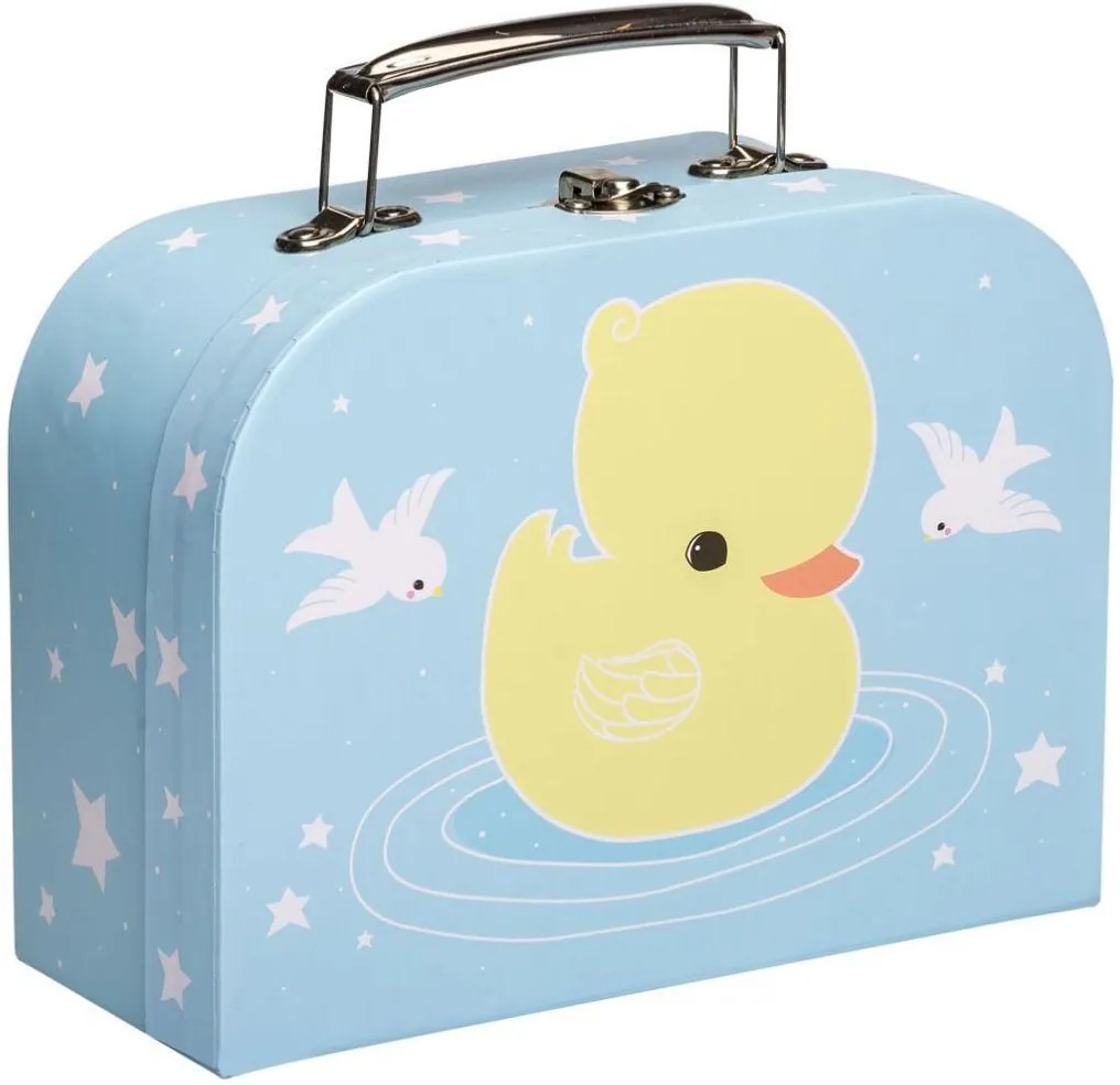 A Little Lovely Company Dětský kufřík Duck, modrá barva, papír