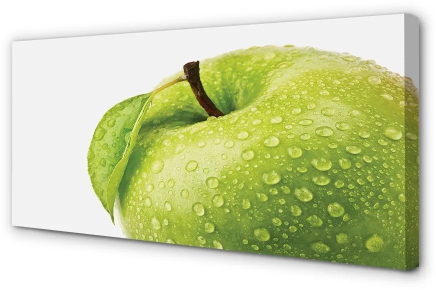 Obrazy na plátně Jablko zelená vodní kapky 100x50cm