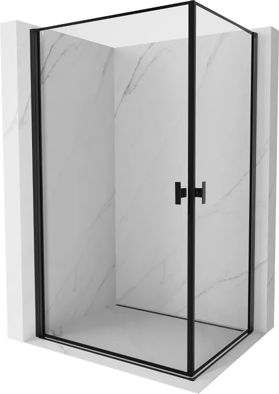 Mexen Mist-B Duo, 2-křídlý ​​výklopný sprchový kout 100 x 70 cm, čiré sklo-černý rám, 8A2-100L-070P-70-70