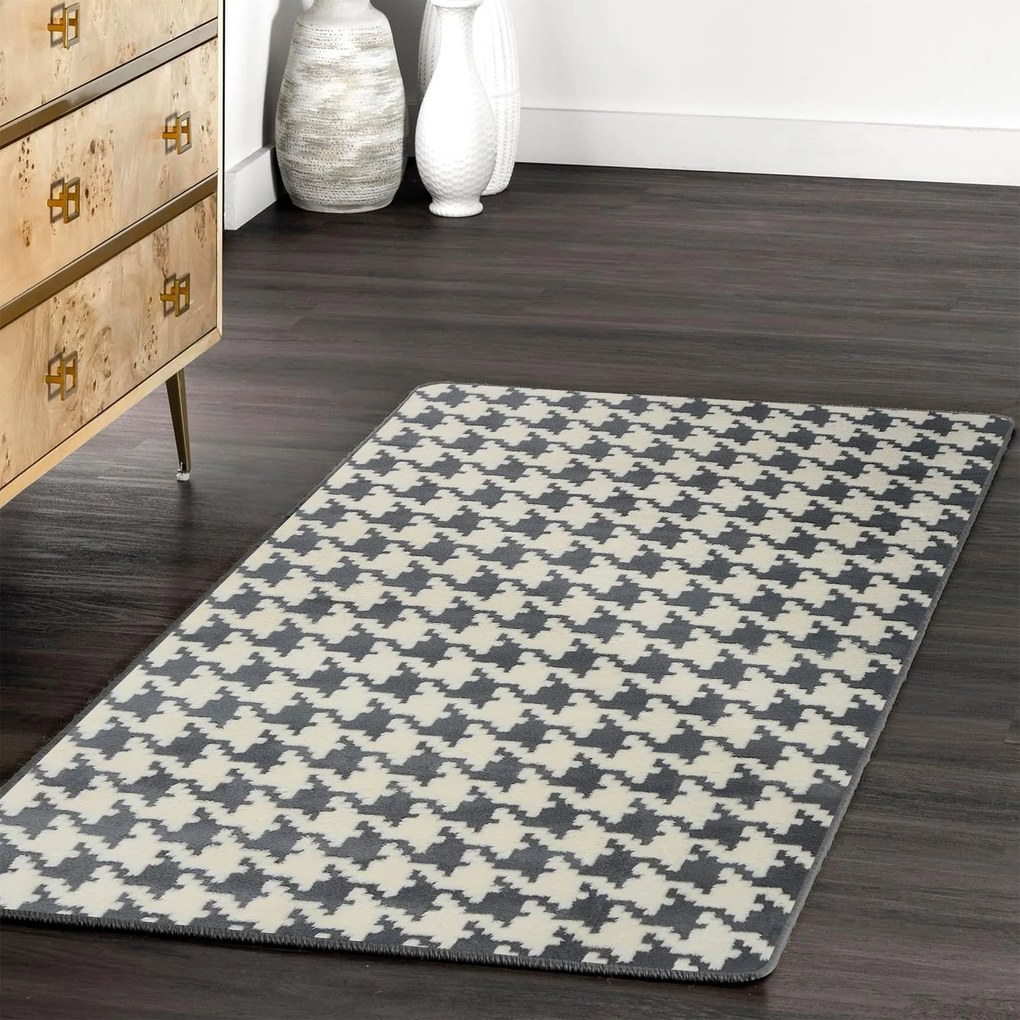 Tutumi Plyšový koberec 3D HOME Clover Pepitka Grey Rozměr (cm): 160 x 230