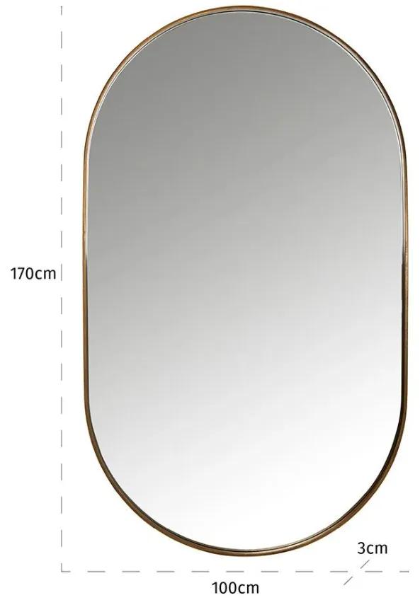 Zlaté kovové závěsné zrcadlo Richmond Skylar 170 x 100 cm