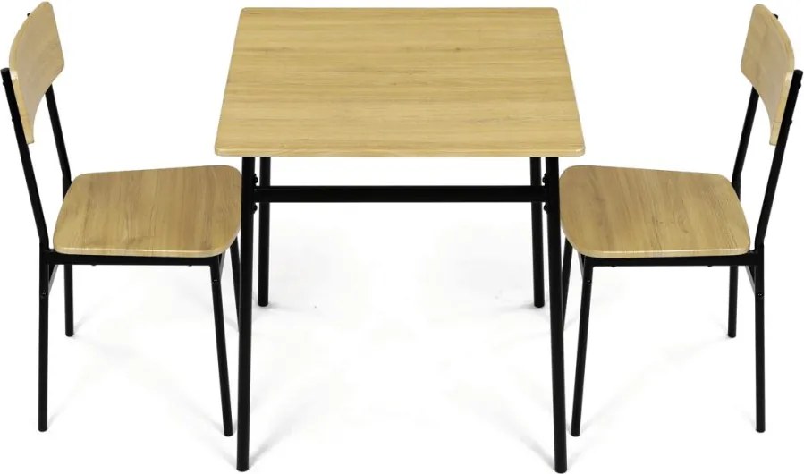 Set jídelní (1+2), MDF, dekor divoký dub, černý kov hnědá