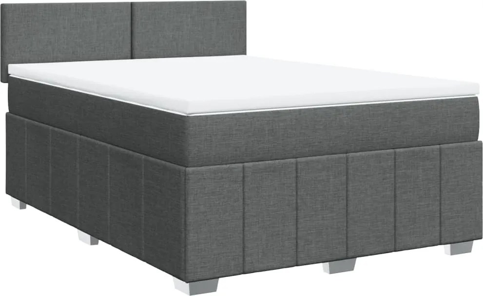 Box spring postel s matrací tmavě šedá 140x200 cm textil 3289385
