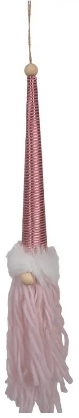 Růžová závěsná dekorace skřítek Gnome - 6*6*48 cm