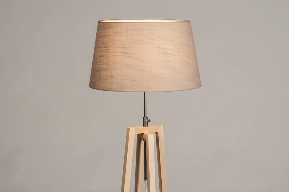 Stojací designová lampa Paola Taupe and Natur Wood