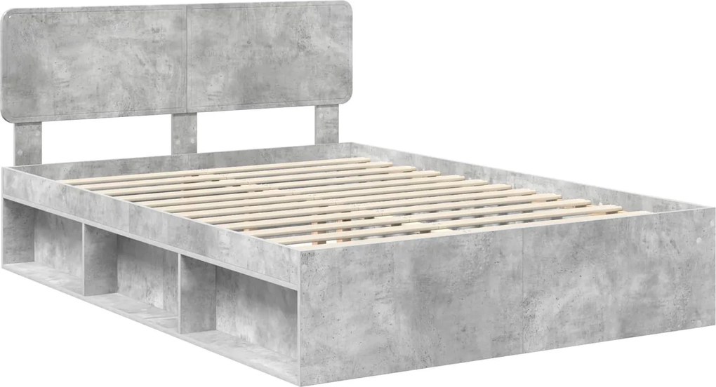 Rám postele s čelo Beton 160 x 200 cm Masivní borové dřevo 3412054