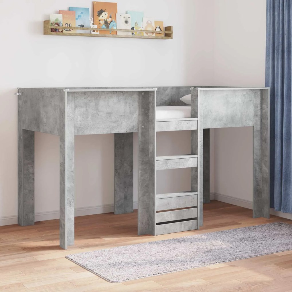 Patrová postel pro děti Betonově šedá 75 x 190 cm 3410470