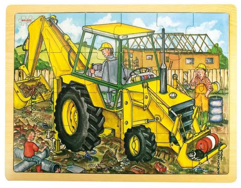 Bigjigs Toys Dřevěné puzzle - Bagr, 24 dílků