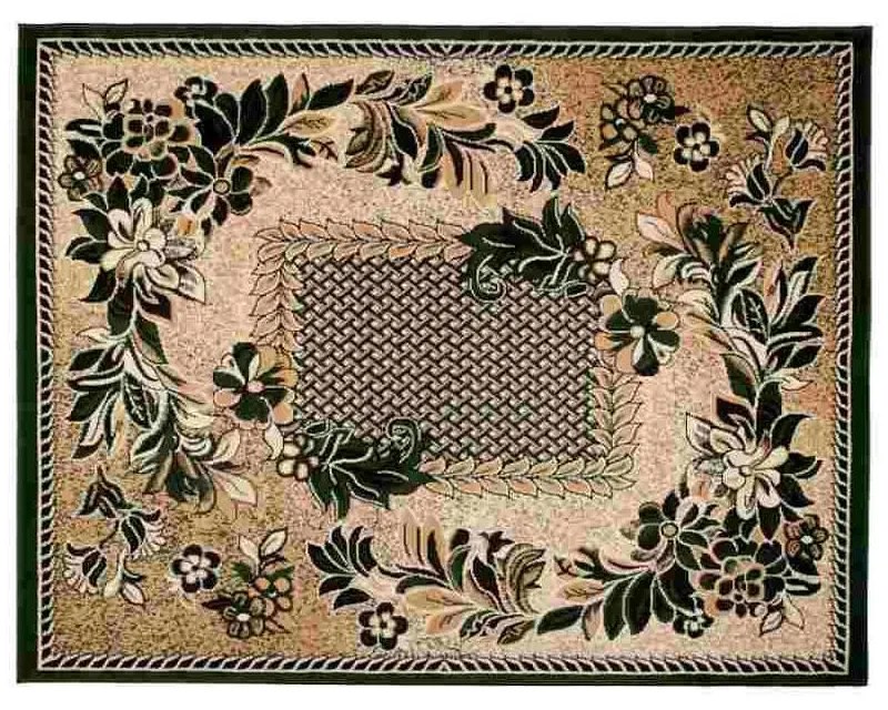 Kusový koberec PP Květiny zelený 150x300cm