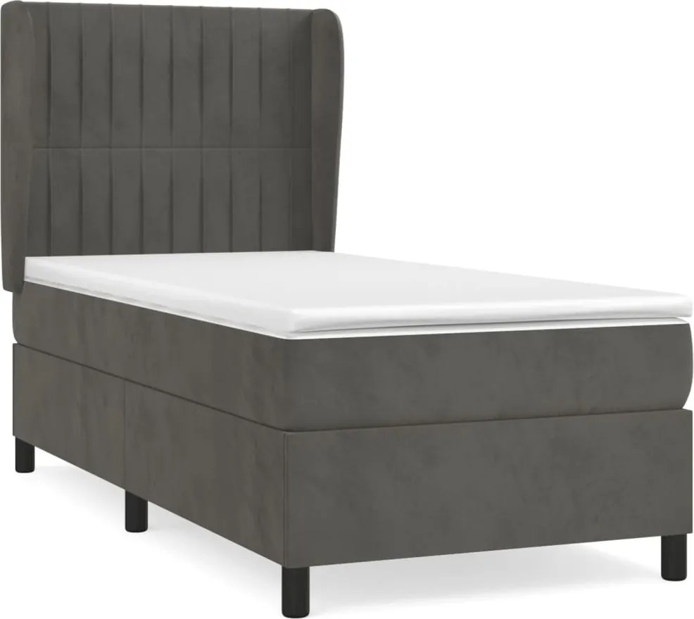 Box spring postel s matrací tmavě šedá 80 x 200 cm samet 3129298