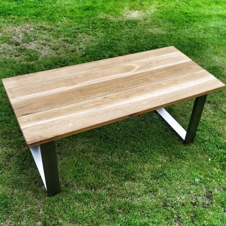 KULHÁNEK Zahradní stůl s nerezovou podnoží Odstín nátěru: lazura - dub, Velikost desky: 230x90 cm