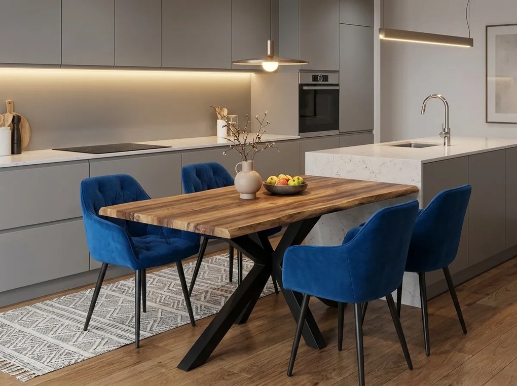 Designové křeslo, modrá Velvet látka, FEDRIS 2 NEW