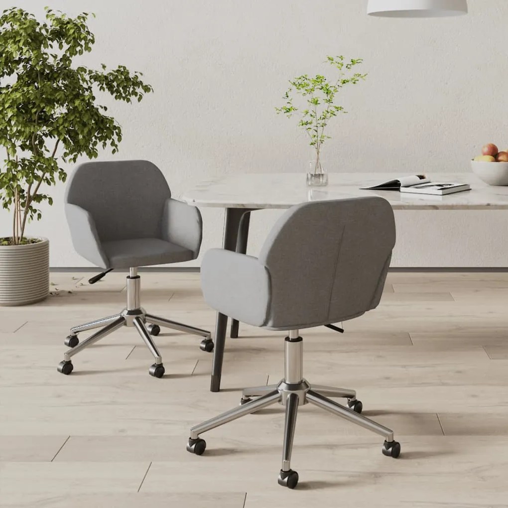 Otočné jídelní židle 2 ks světle šedé textil 3103086