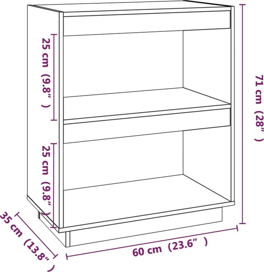 vidaXL Knihovna 60 x 35 x 71 cm masivní dřevo borovice [810861] Barva: Šedá