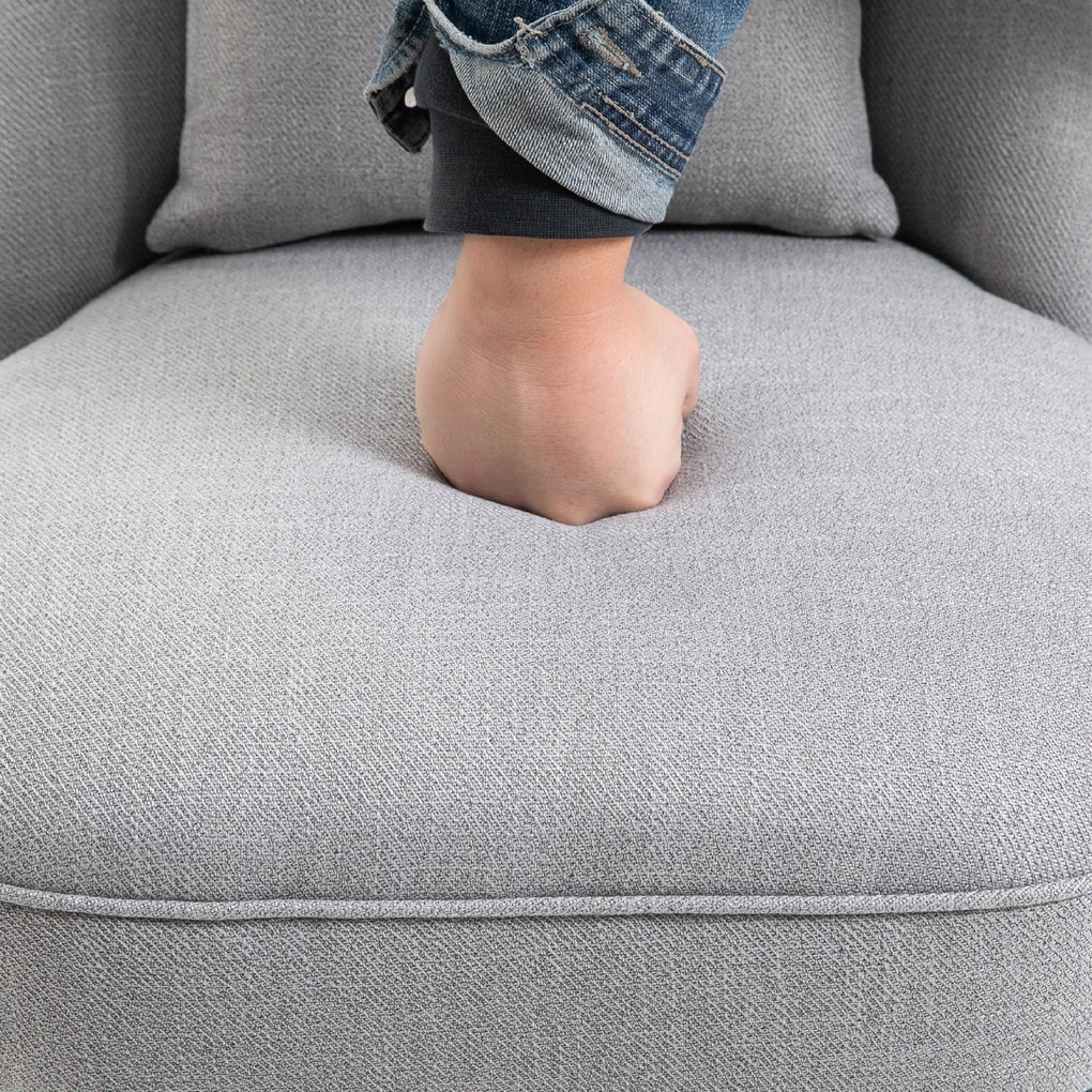 HOMCOM polohovací křeslo TV křeslo s opěrným polštářem, zvýšené nohy, lněná šedá 52.5x69x77cm pro pohodlnou relaxaci