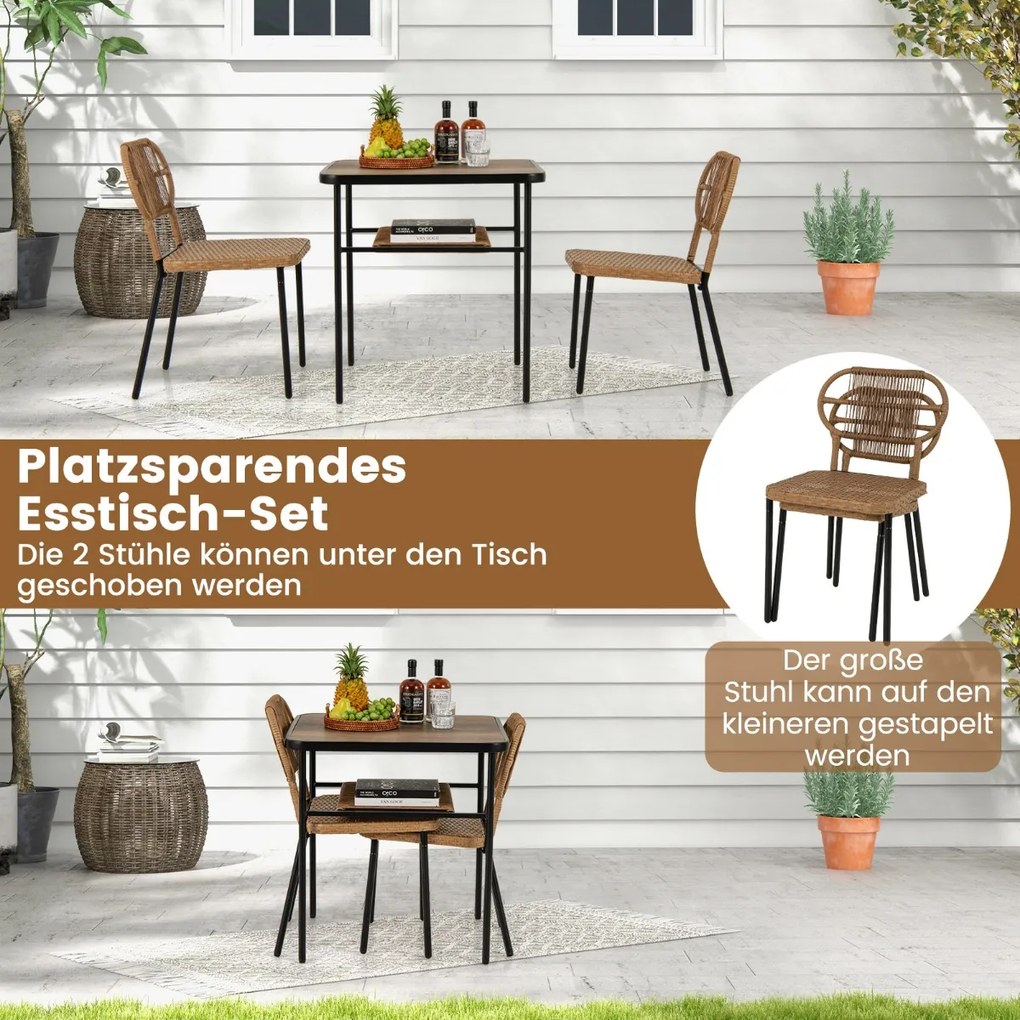Costway 3-dílný. Garden furniture set, balcony furniture s 2 rattan chairs