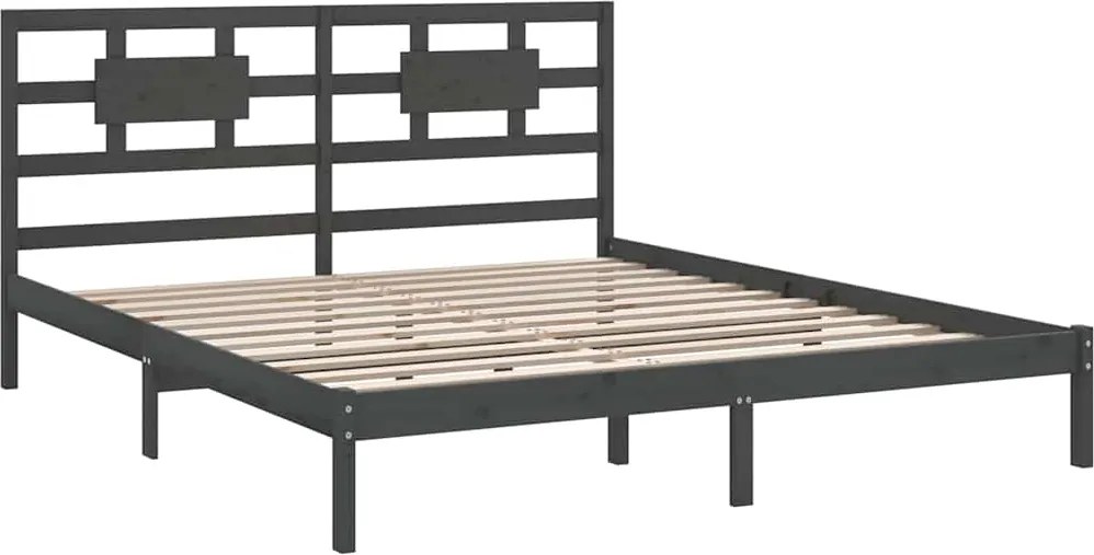 Rám postele šedý masivní dřevo 200 x 200 cm 3105687