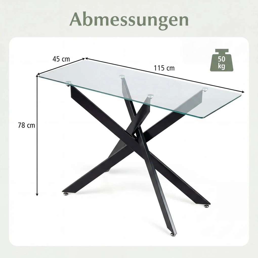 Costway Moderní skleněný stůl s deskou z čirého tvrzeného skla
