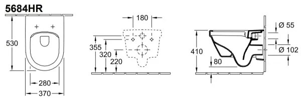 Villeroy & Boch 5684HRR1 - Záv WC s prk SoftClose ARCHITECTURA keramika/bílá