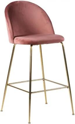 Barová židle LAUSANNE velvet růžová/nohy mosaz House Nordic 1001260