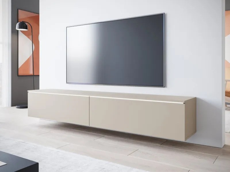 TV stolek Dlone 180, Barva: kašmírová béžová, Osvětlení: osvětlení LED - bílé