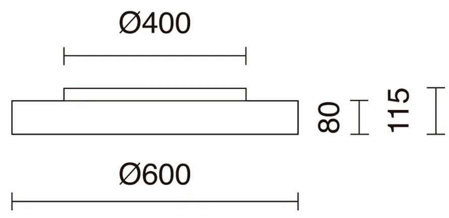 Indeluz 801A-L3148B-02 stropní přisazené LED svítidlo Bilog M, černé, 44W, 3000K ø60cm