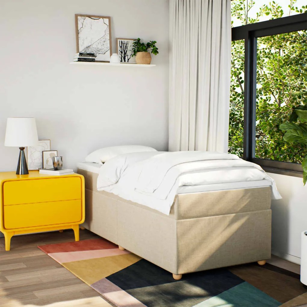 Box spring postel s matrací krémová 90x200 cm textil 3285350