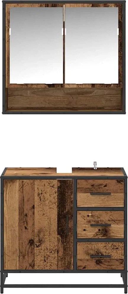 Sada koupelnového nábytku 2 ks Staré dřevo 65 x 33 x 60 cm 3402506