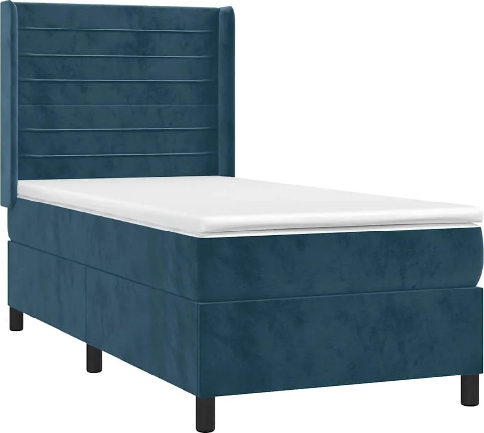 Box spring postel s matrací tmavě modrá 80 x 200 cm samet 3132709