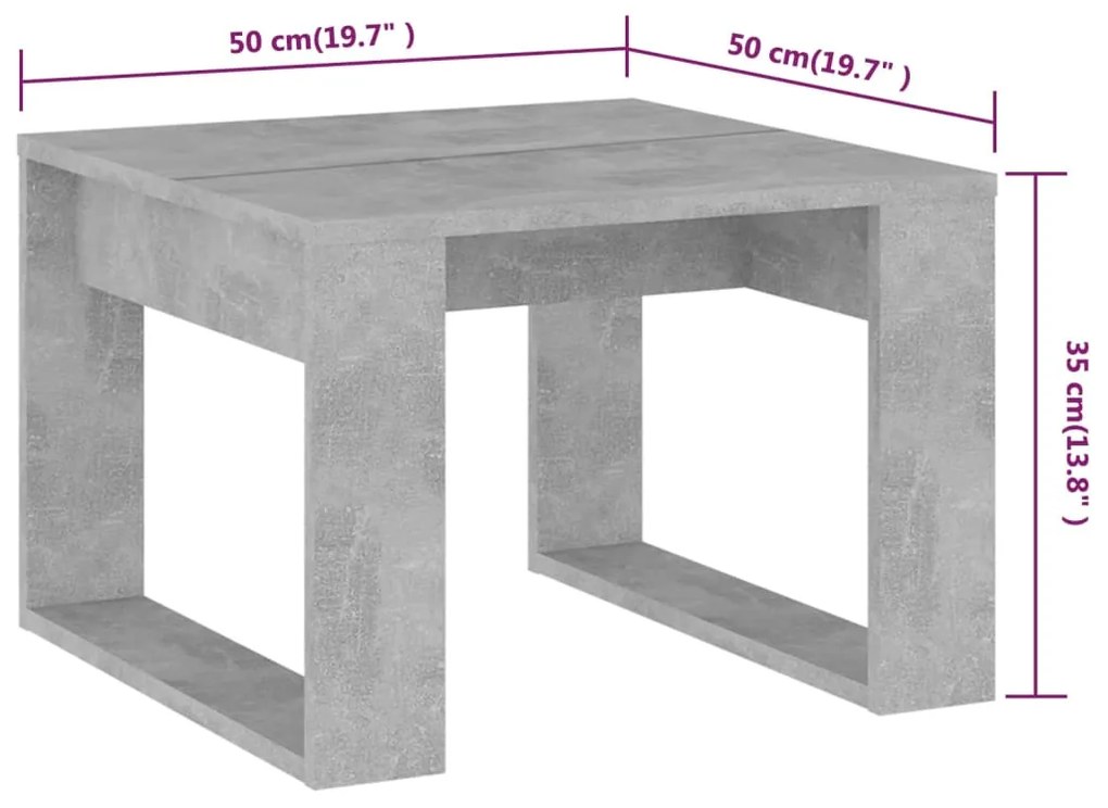 Odkládací stolek betonově šedý 50 x 50 x 35 cm dřevotříska - Default Title
