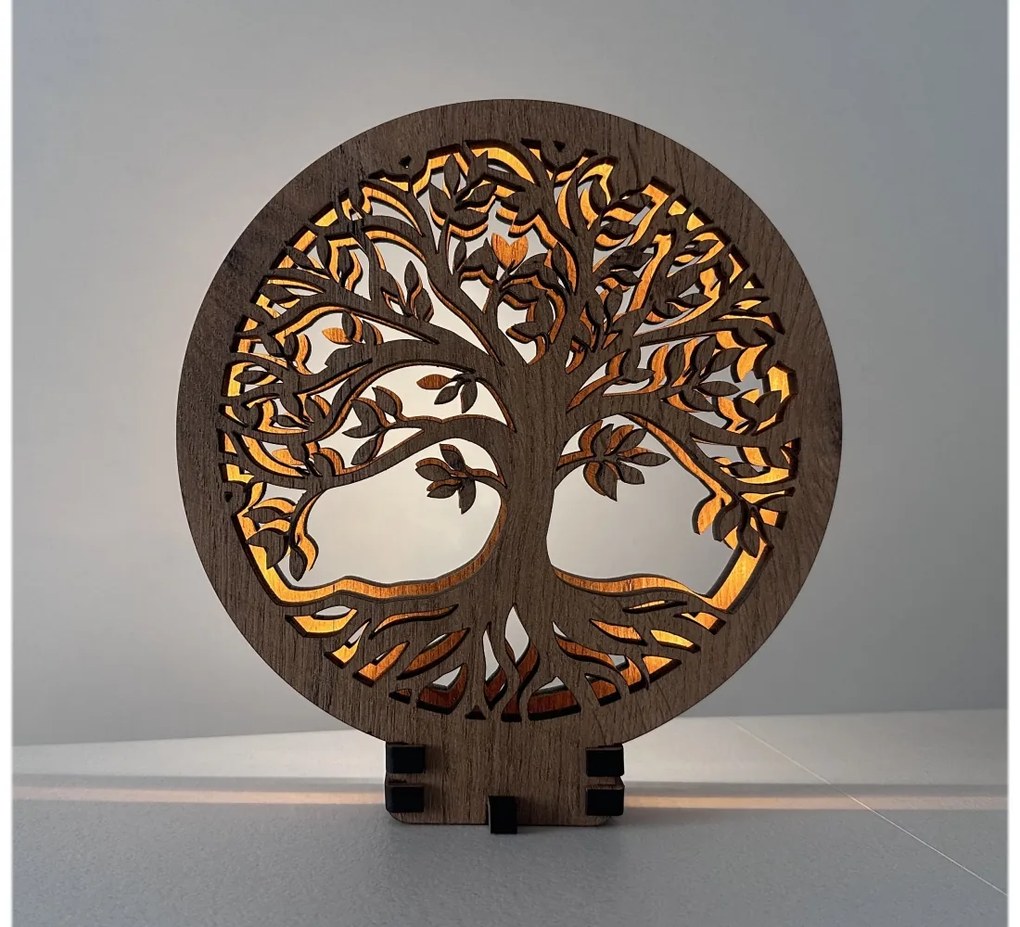 Li-Go "Strom života" lampa s dvojstěným prořezem 30x31 cm provedení povrchu: ořech