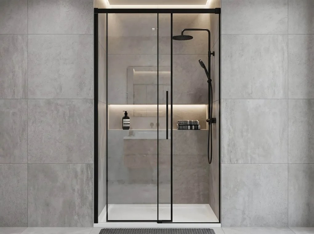 Gelco Luxor Black sprchové dveře do niky 140 x 200 cm posuvné černá čiré sklo GU1214B