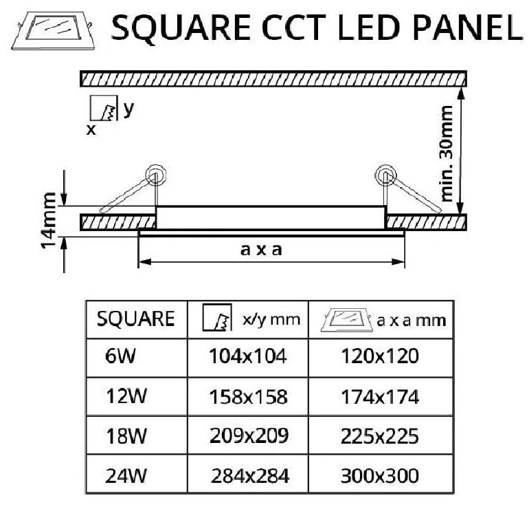 T-LED LED panel 24V 24W CCT 24SW24 čtverec LED panel 24V 24W CCT 24SW24 čtverec