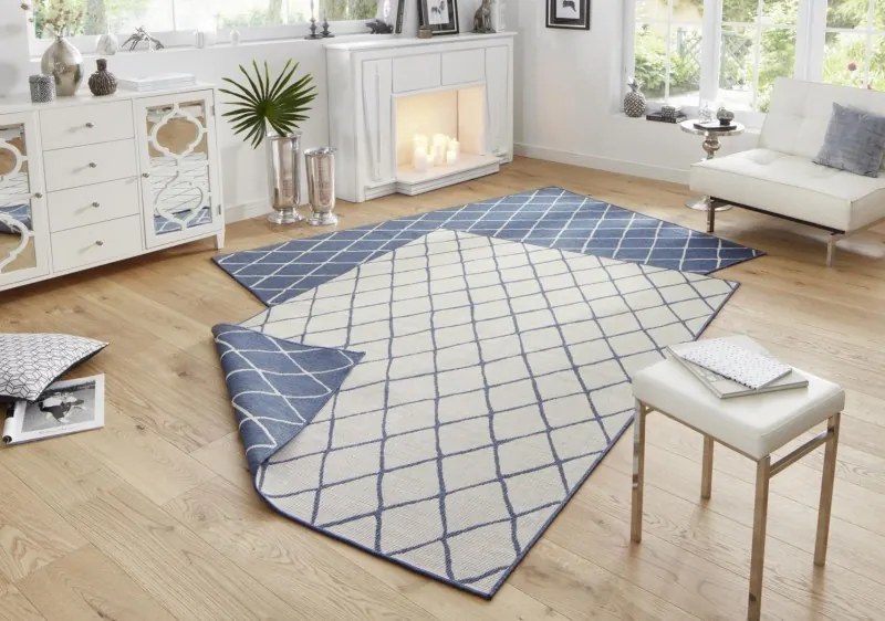 NORTHRUGS - Hanse Home koberce Kusový koberec Twin-Wendeteppiche 103119 blau creme – na ven i na doma - 120x170 cm