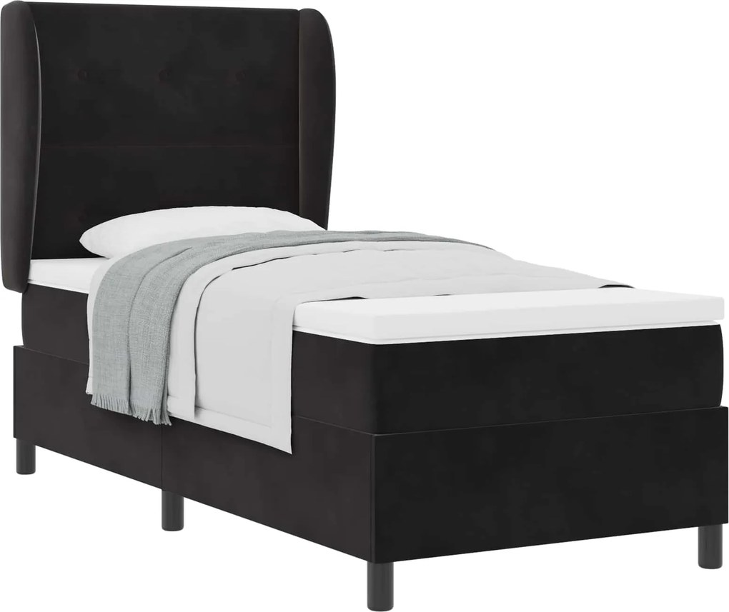 Postel s boxspringem s čelo Černý 200 x 80 cm samet 3340900