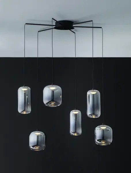 LED černo-šedý designový lustr Aelia 145