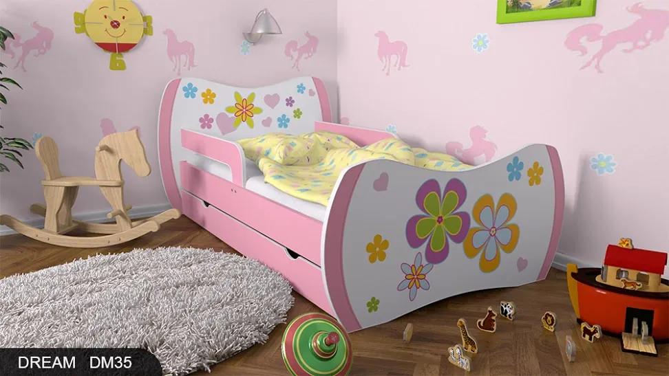 Dětská postel Dream vzor 35 140x70 cm růžová