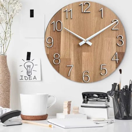 Dřevěné nástěnné hodiny moderní design I SENTOP MAS016-OSMO-3041-heads-silver