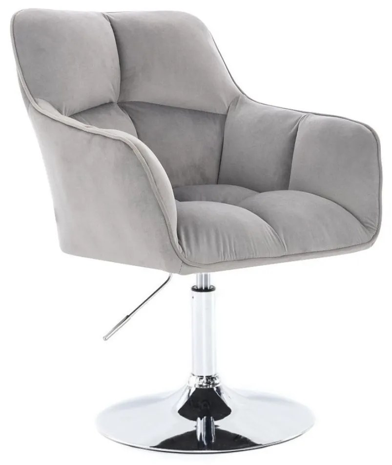 LuxuryForm DESIGN Otočné křeslo AMALFI VELUR na stříbrném talíři - světle šedé