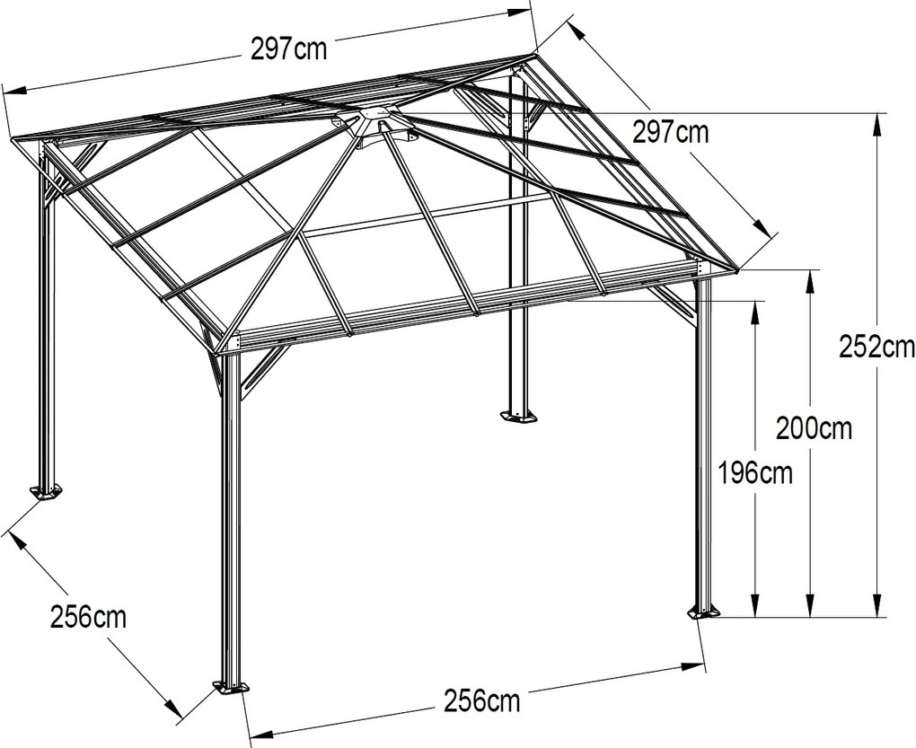 LANIT PLAST, s.r.o. zahradní altán LANITPLAST 33 antracit + bronz PC LG2454